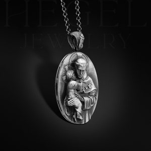 Silver Saint Anthony Necklace, Saint Anthony Mens Pendant, St Anthony ...