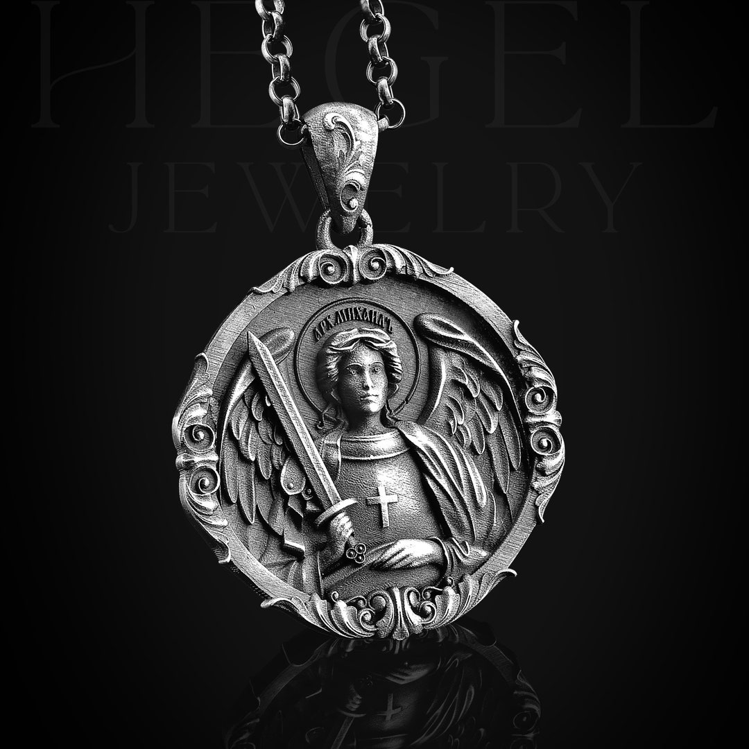 Sterling Silver Archangel Michael Medallion, Orthodox Shield Pendant - Etsy