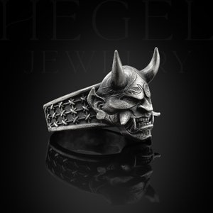 Samurai Ring in Oxidized Sterling Silver, Hanya Gothic Ring for Men ...