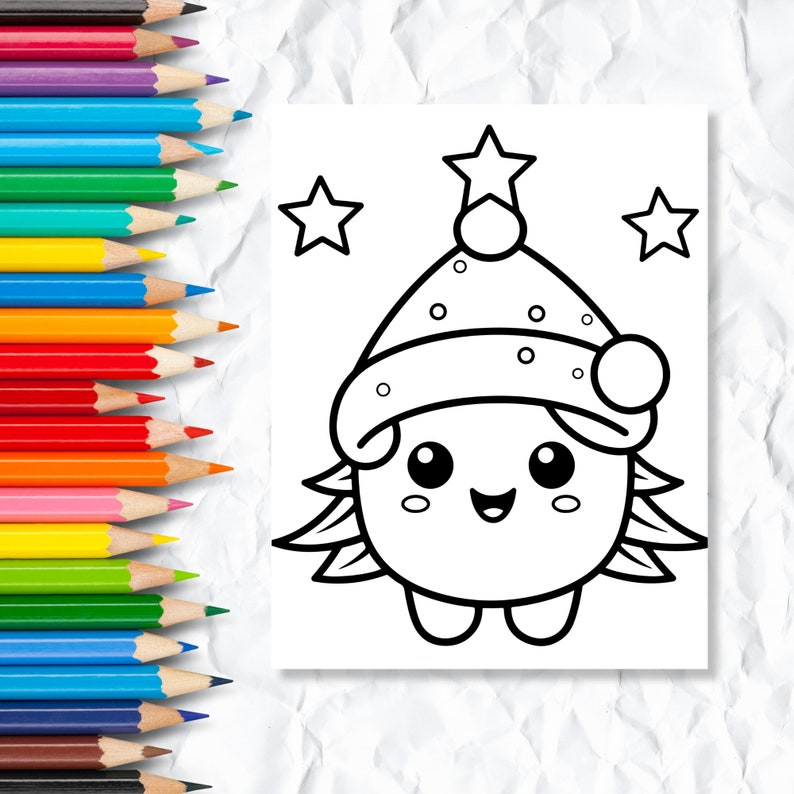 190 Cute Kawaii Christmas Coloring Pages, A4 Size Activity Book for ...