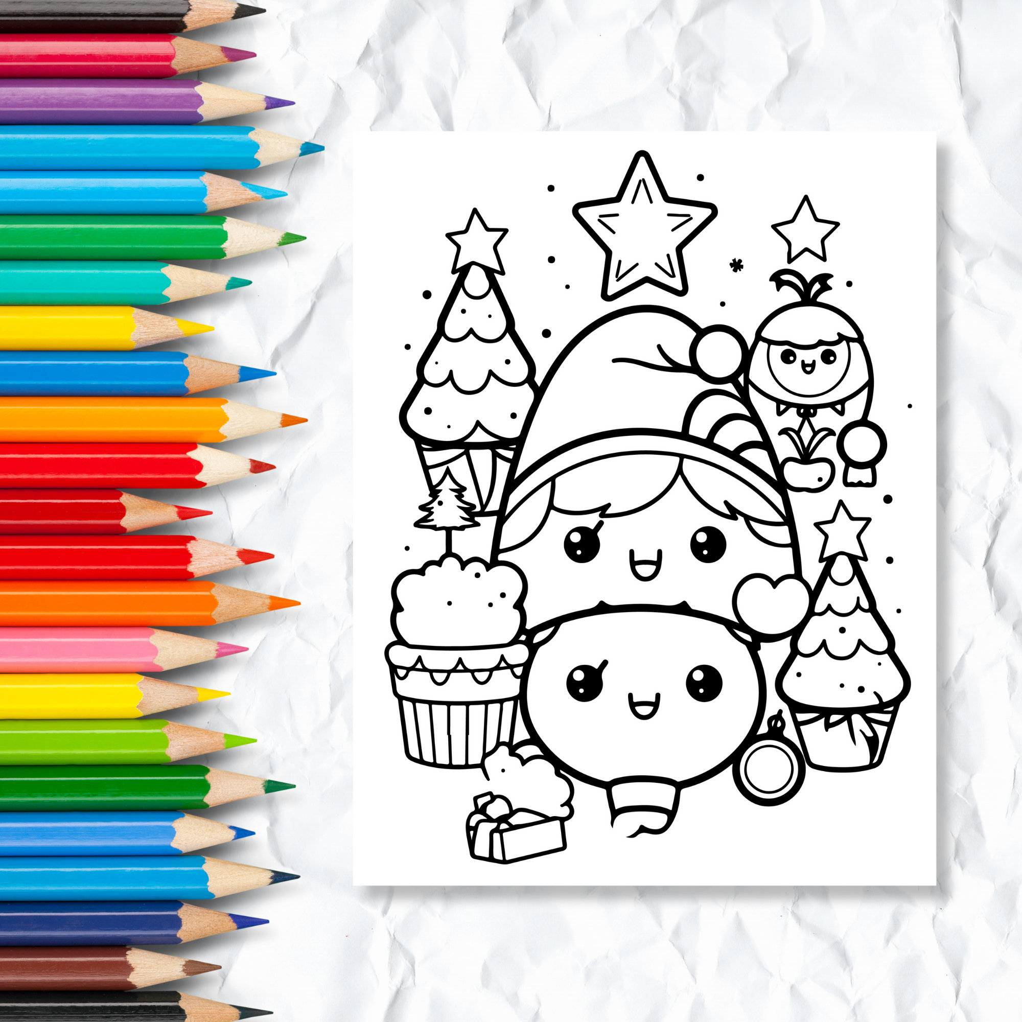 190 Cute Kawaii Christmas Coloring Pages, A4 Size Activity Book for ...