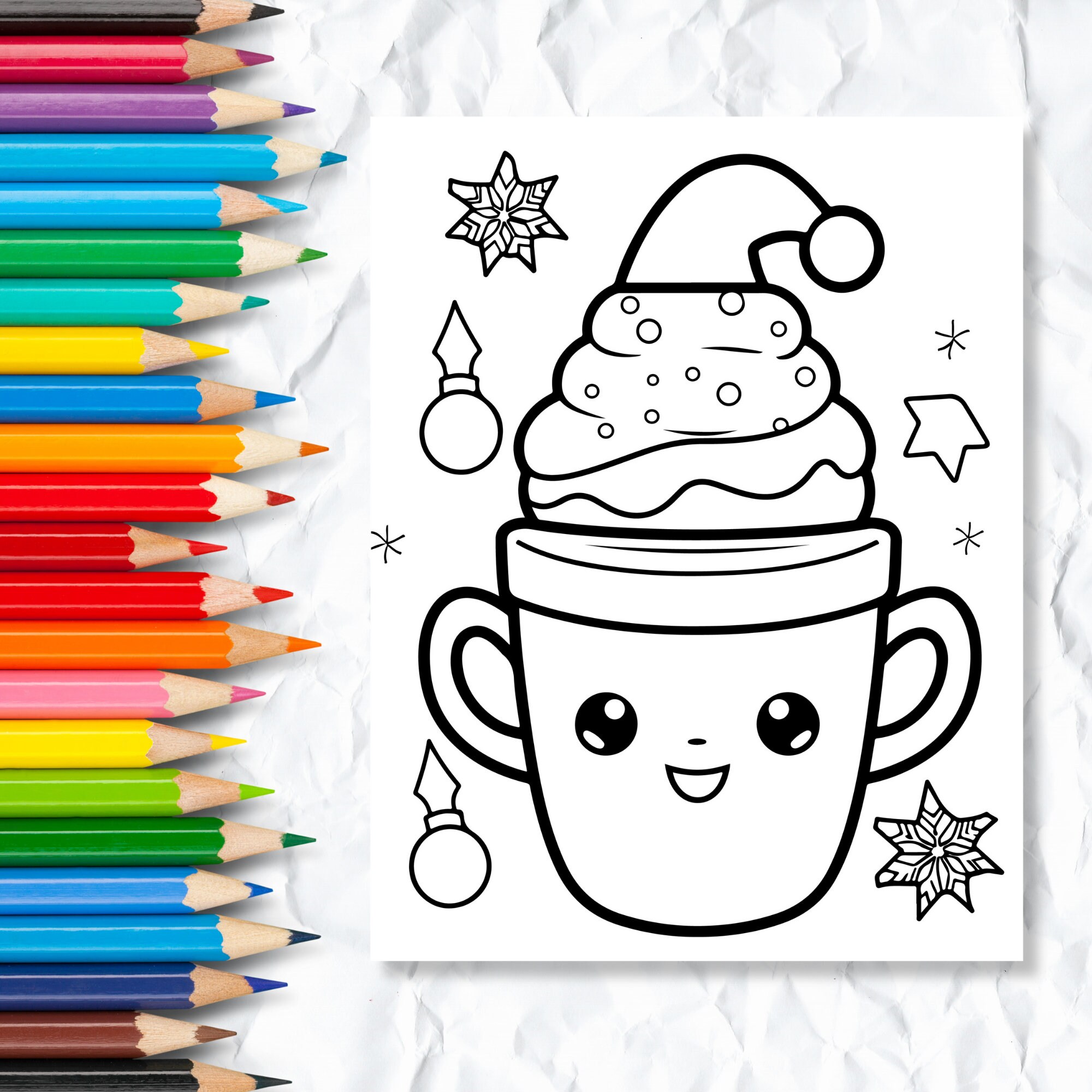 190 Cute Kawaii Christmas Coloring Pages, A4 Size Activity Book for ...