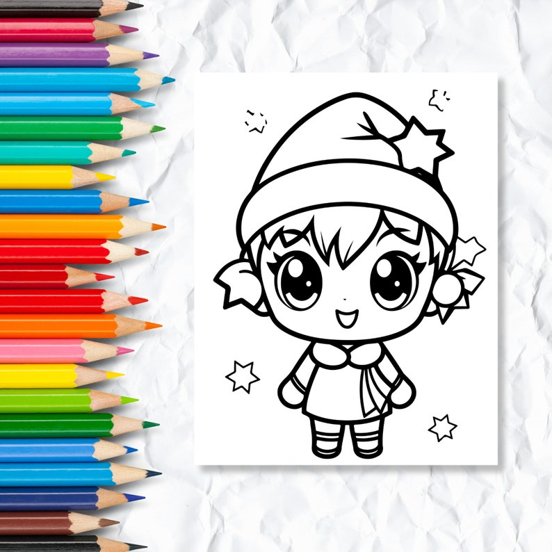 190 Cute Kawaii Christmas Coloring Pages, A4 Size Activity Book for ...