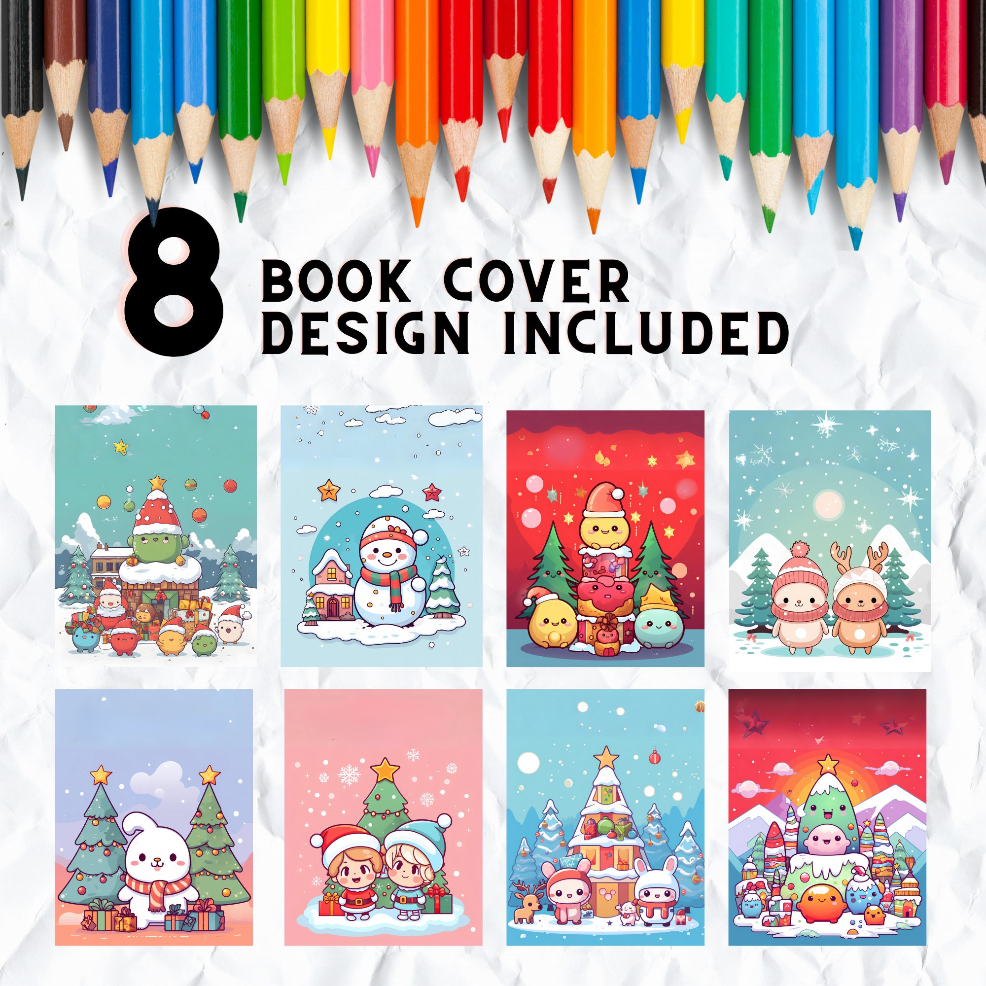 190 Cute Kawaii Christmas Coloring Pages, A4 Size Activity Book for ...