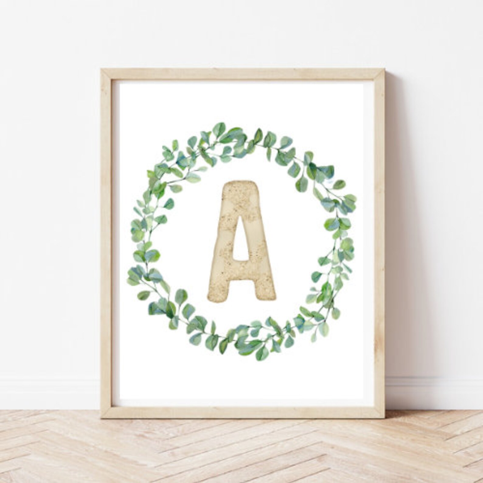 Letter A Gold and Eucalyptus Wreath Digital Download - Etsy