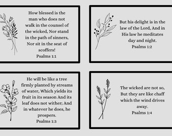 Psalm 91 Scripture Memory Verse Cards With Simple and Cute Florals ...