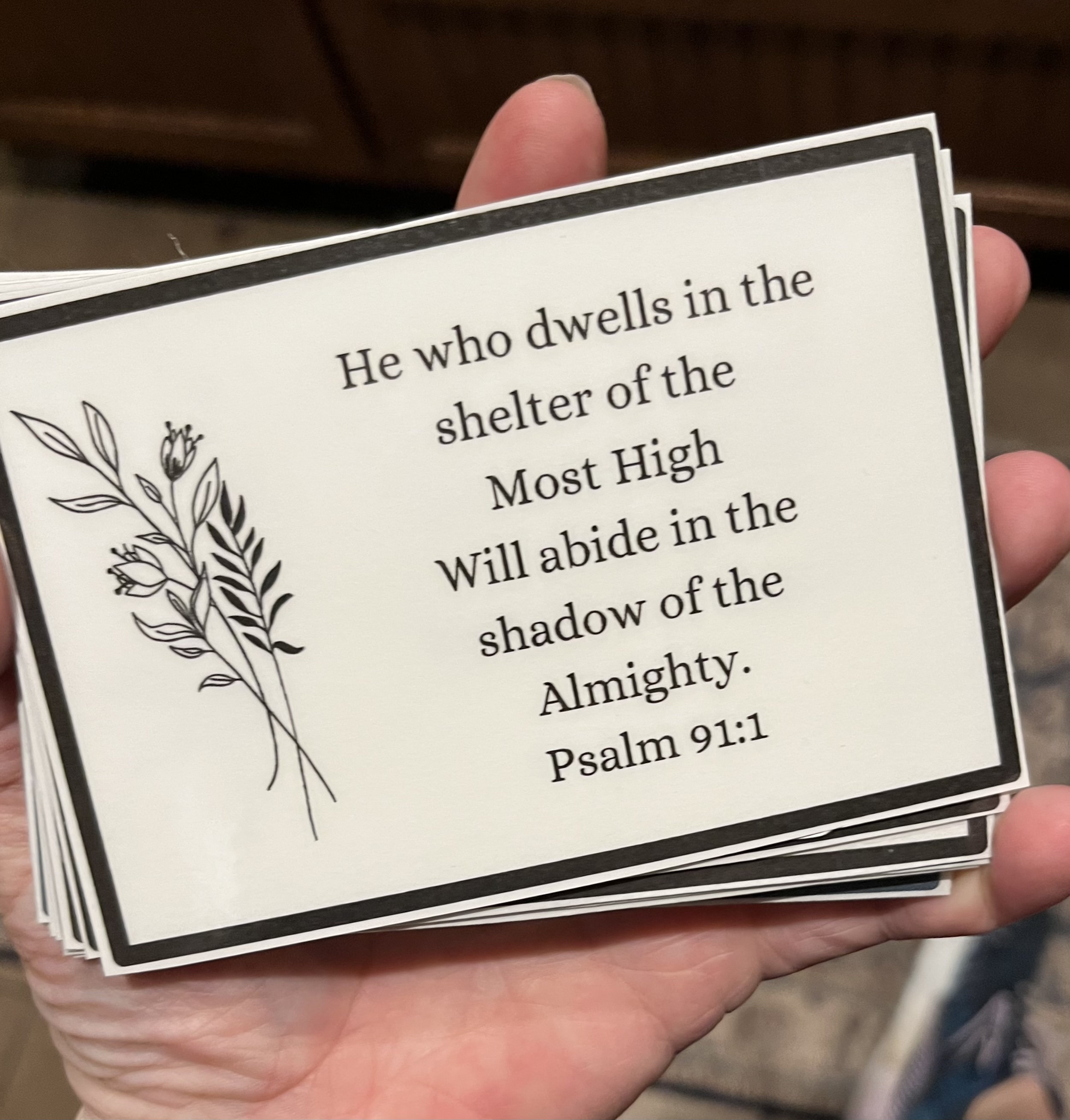Psalm 3 Scripture Memory Verse Cards With Simple and Cute Florals Black ...