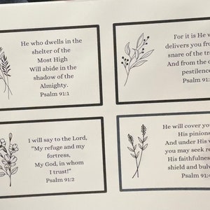 Psalm 91 Scripture Memory Verse Cards With Simple and Cute Florals ...