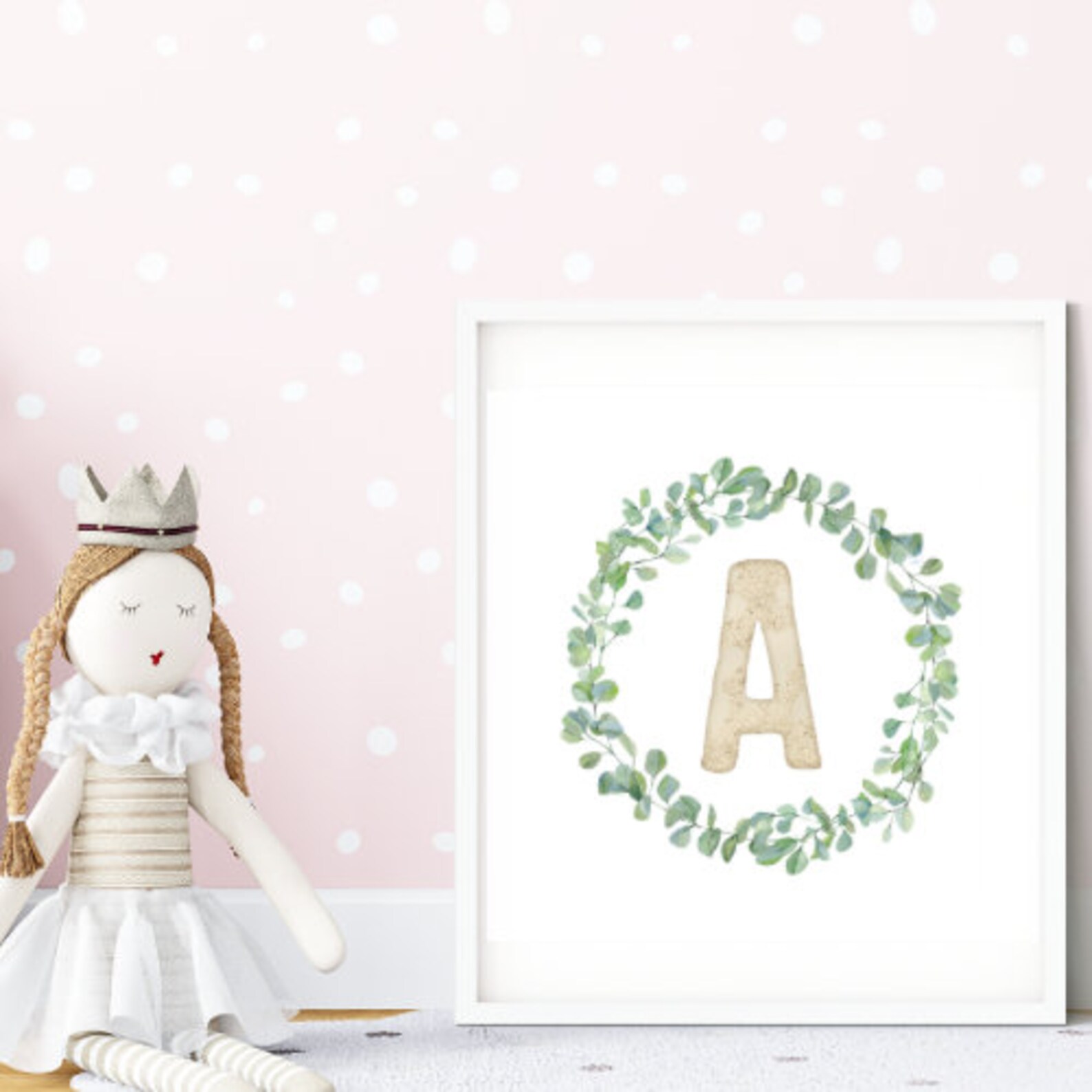 Letter A Gold and Eucalyptus Wreath Digital Download - Etsy