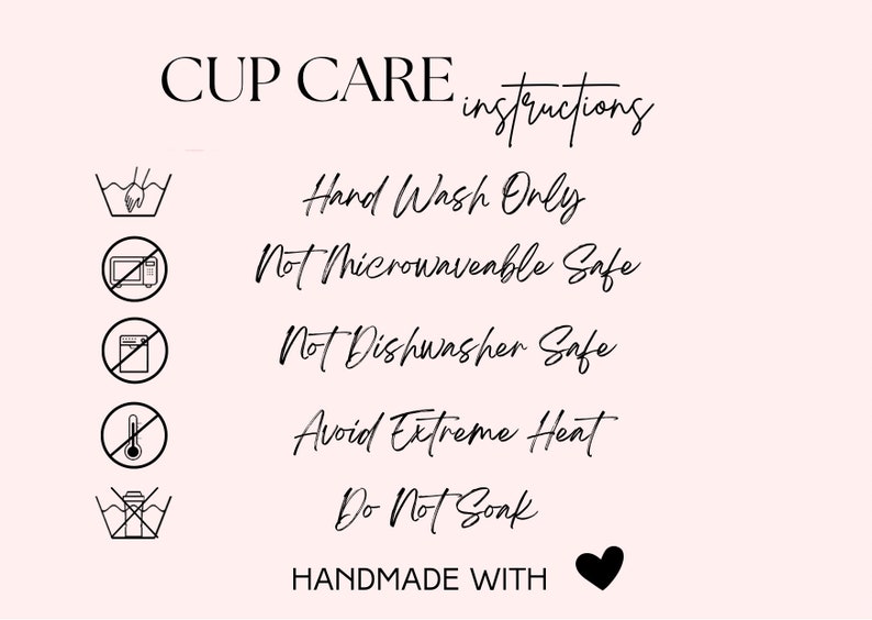 Cup Care Instructions Card Printable - Etsy