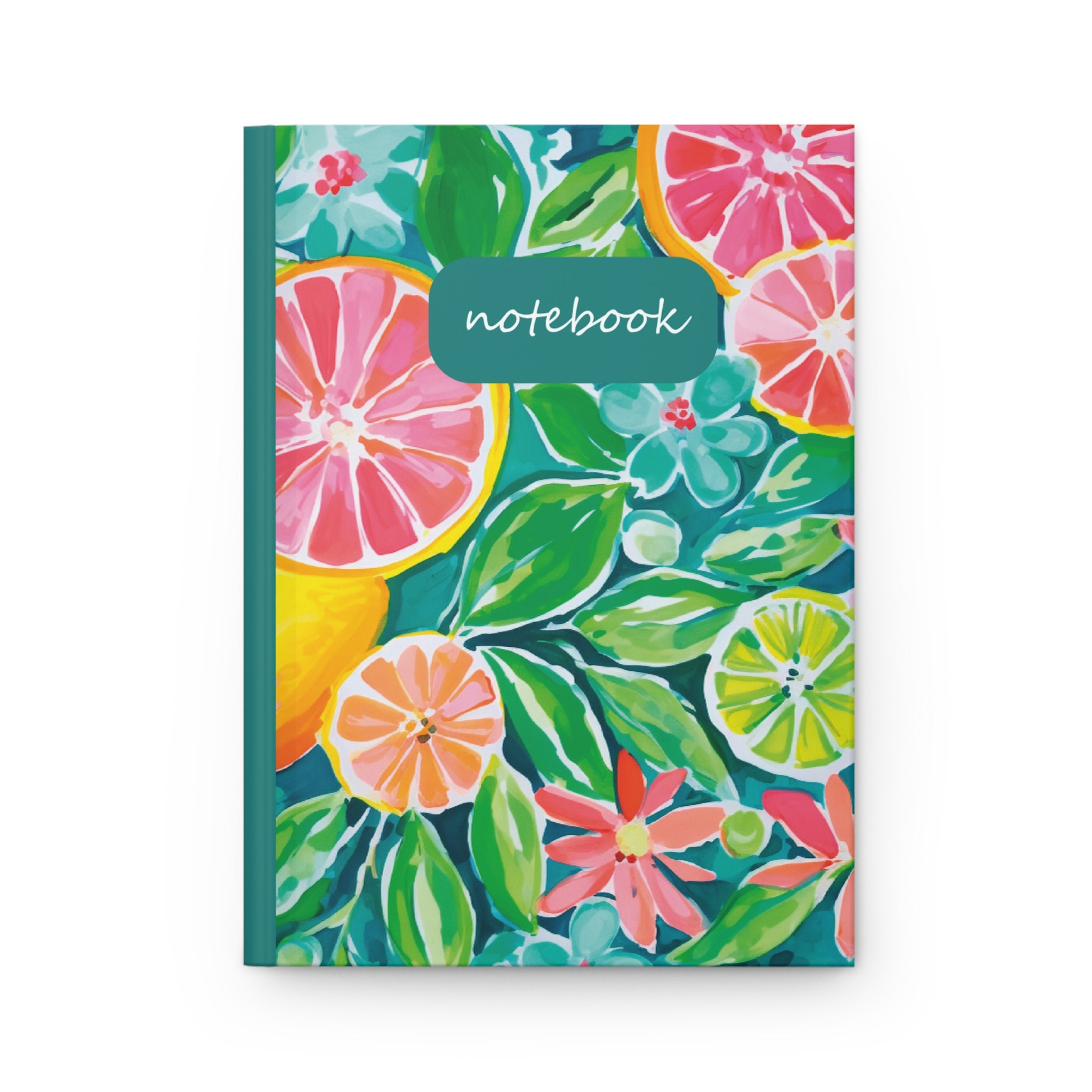 Hardcover Journal, Colorful Fruit Notebook, Watercolor Style Notebook ...