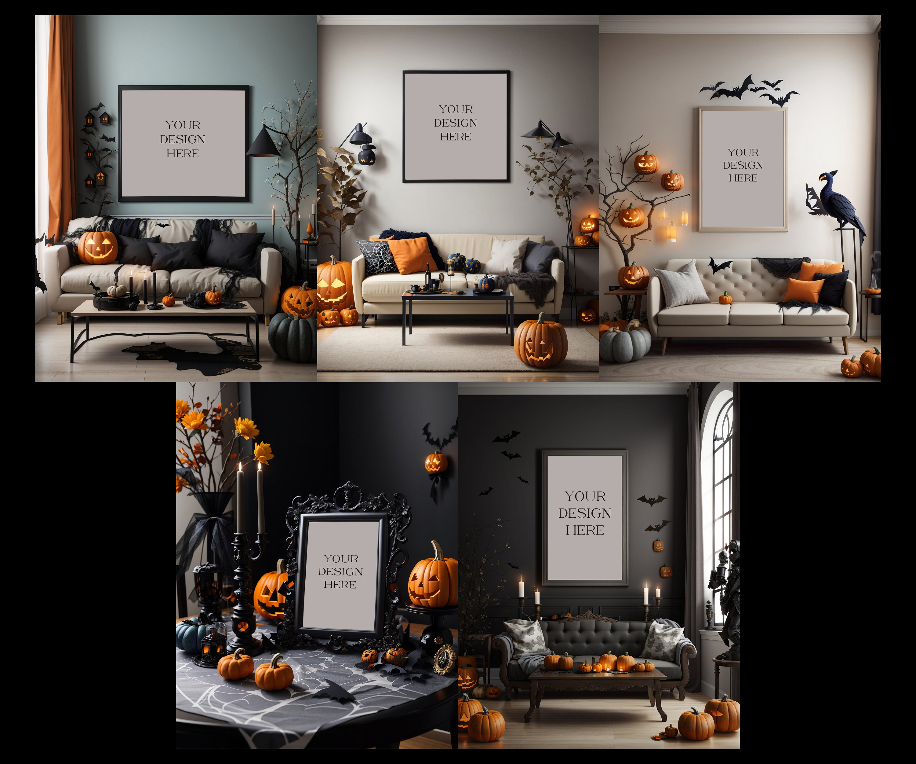 Halloween Mockups Halloween Wall Frame Mockups Mockup Collection Wall ...