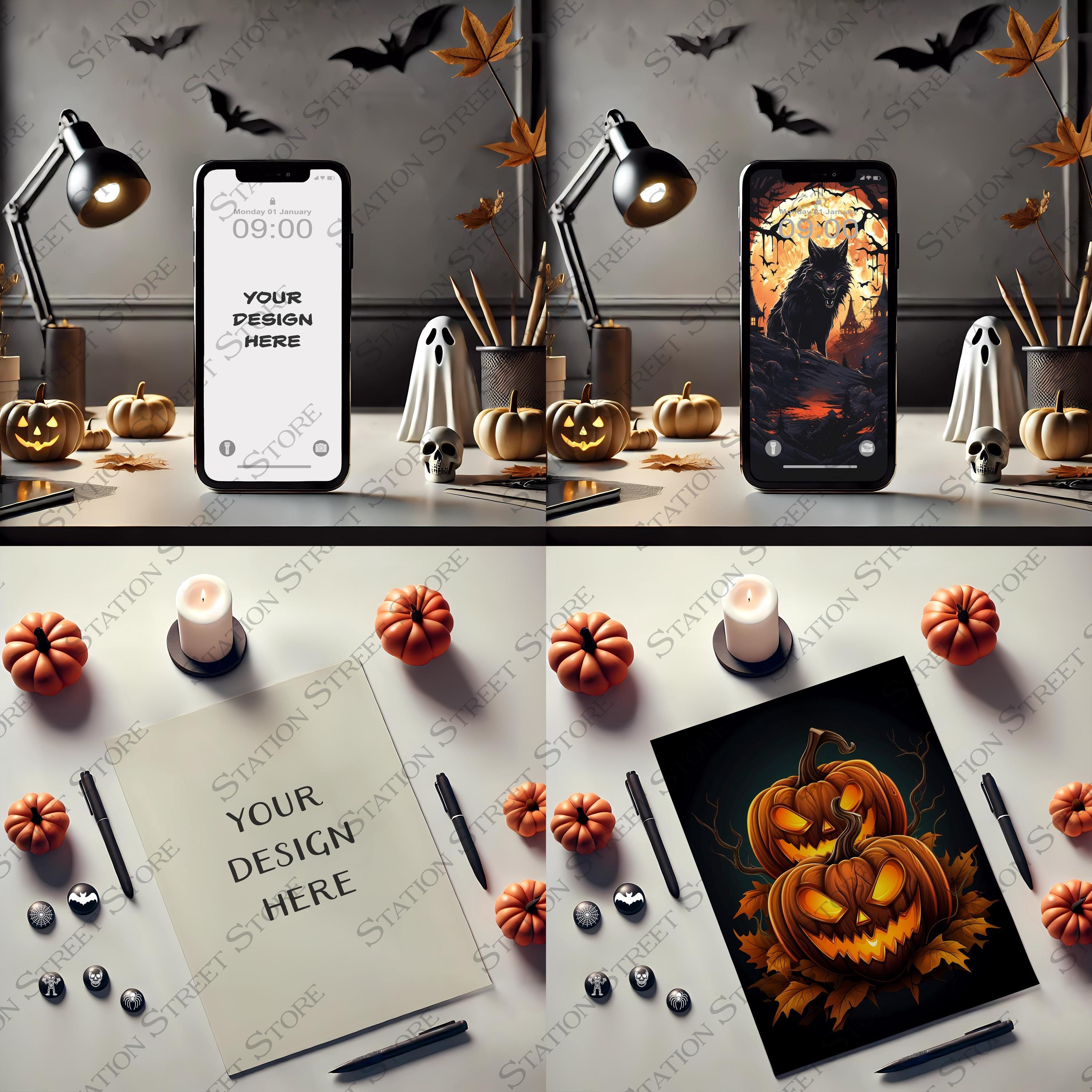Halloween Mockups, Poster and Art Frame Mockup Bundle, Spooky Fall Mock ...