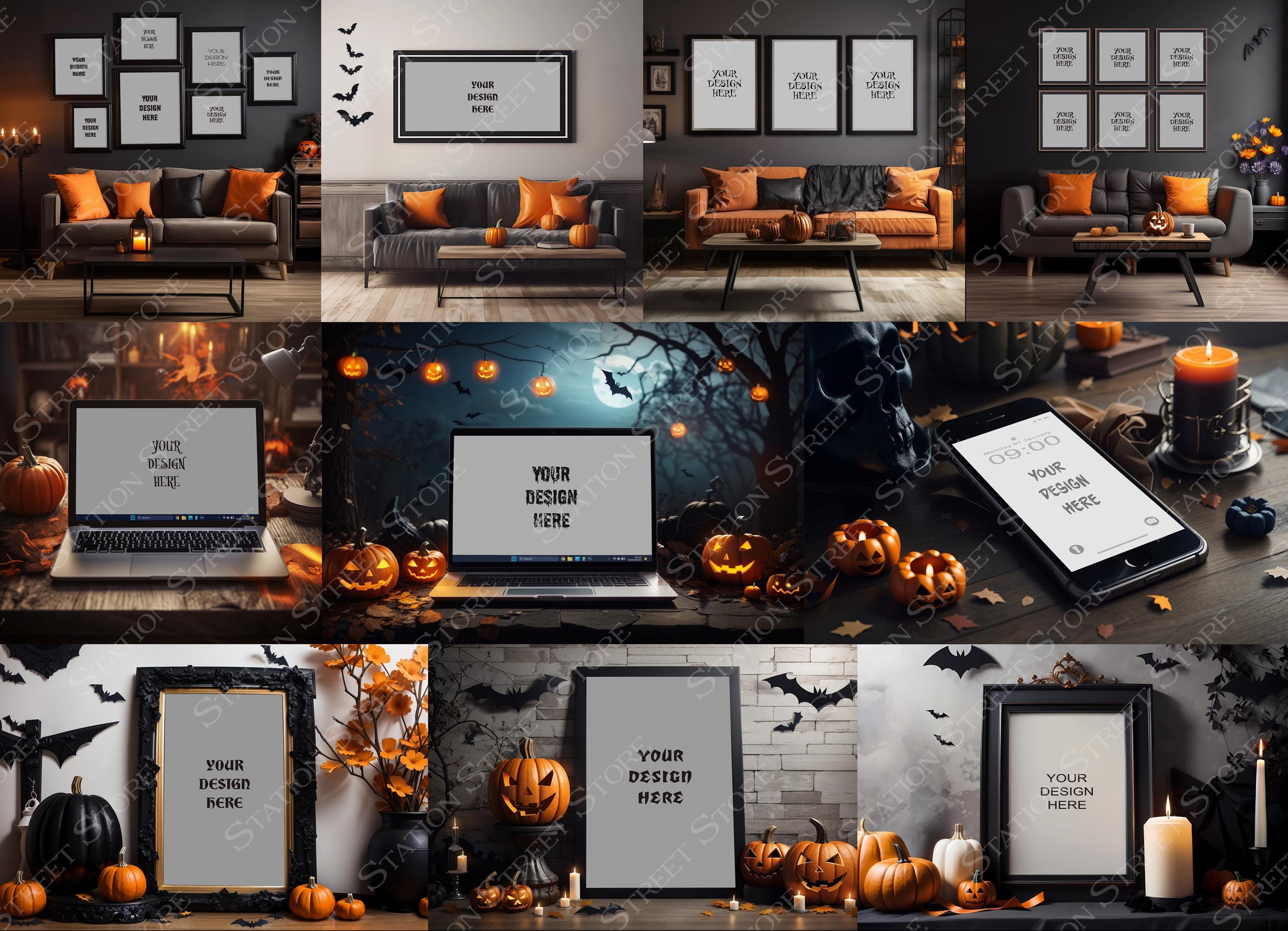 10 Halloween Mockups, Poster and Art Frame Mockup Bundle, Spooky Fall ...