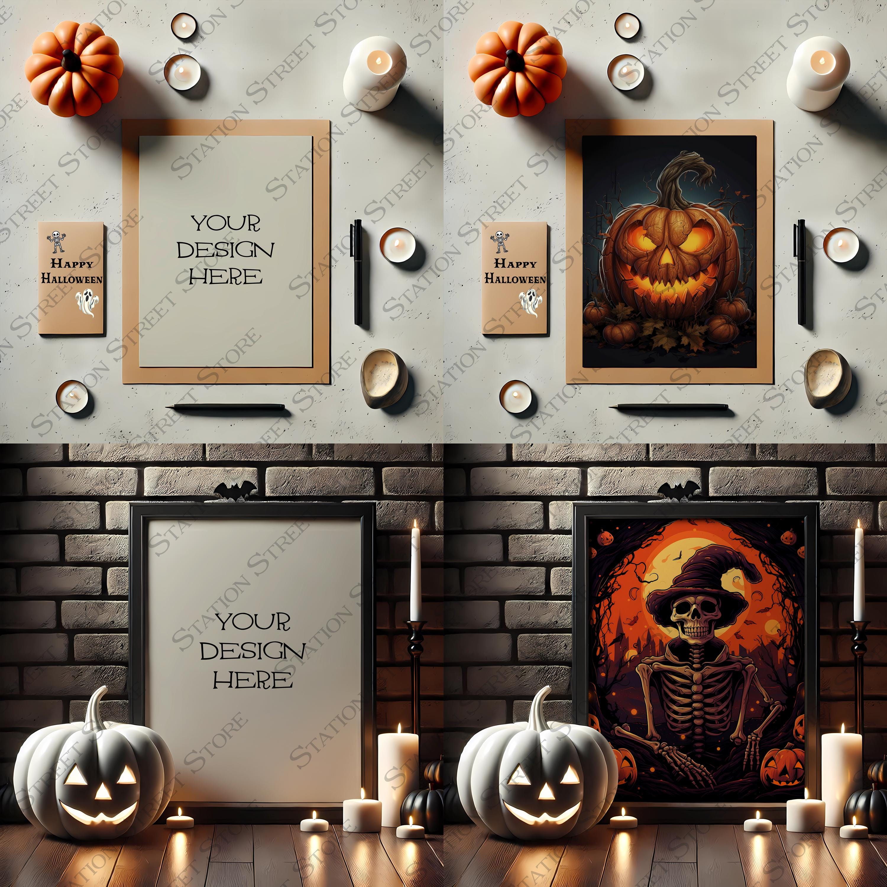Halloween Mockups, Poster and Art Frame Mockup Bundle, Spooky Fall Mock ...