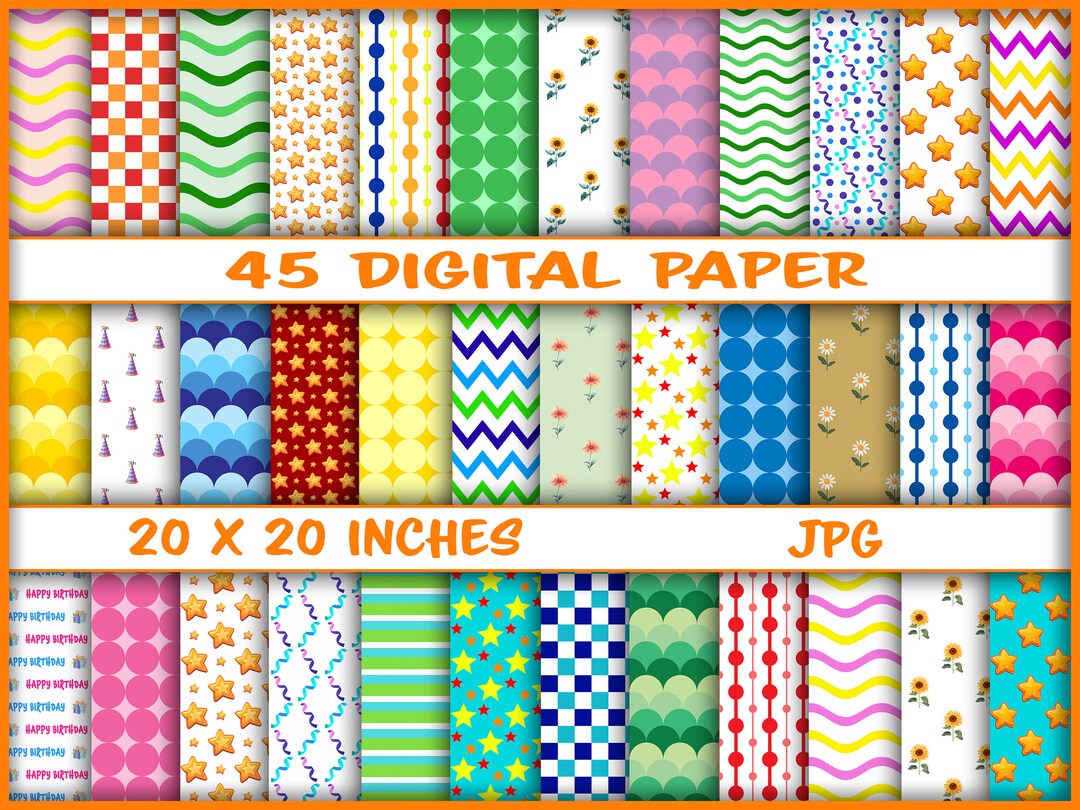 45 Seamless Pattern Digital Paper Bundle, Printable Wrapping Paper ...