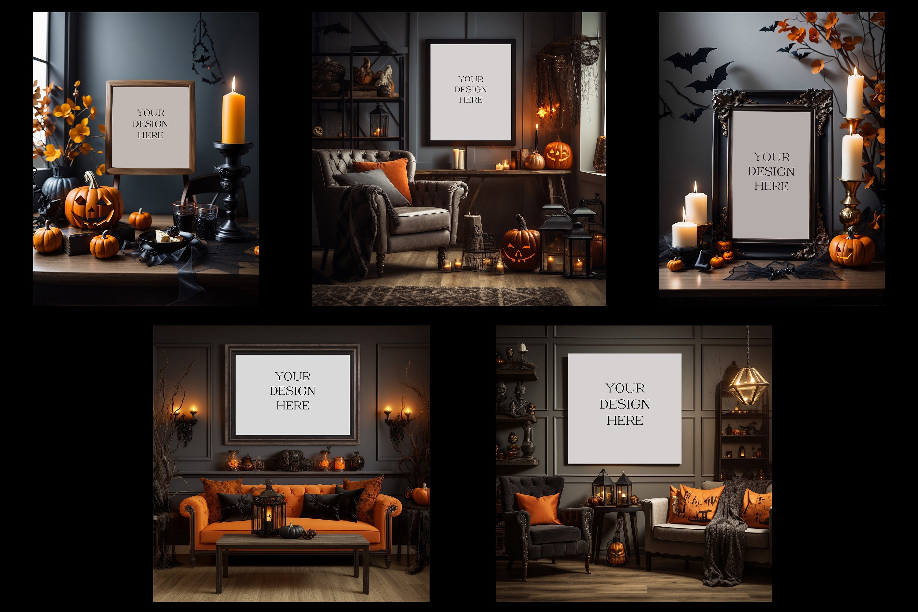 Halloween Mockups Halloween Wall Frame Mockups Mockup Collection Wall ...