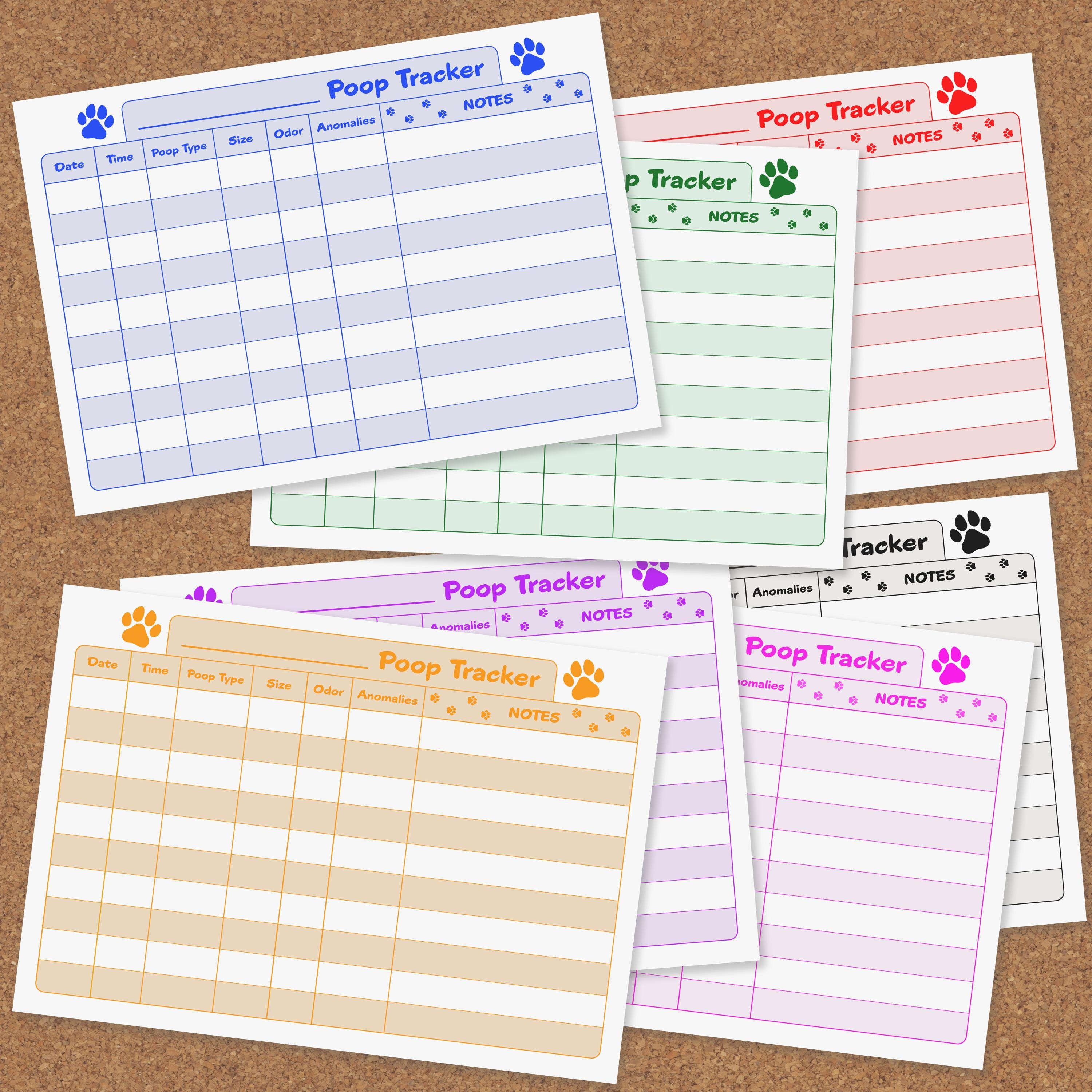 Dog Poop Tracker, Pet Poop and Health Journal, Monitoring Table, Pet ...