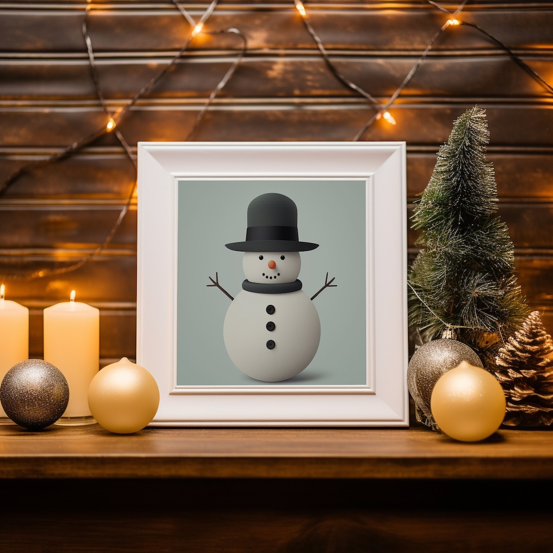 Snowman Digital Art Christmas Digital Art Christmas Wall Art Christmas ...