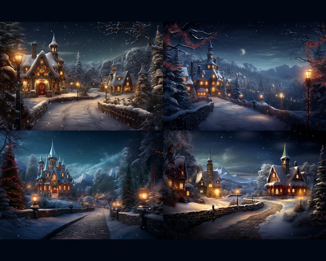 Christmas Scenes - Digital Art Bundle - Christmas Digital Art ...
