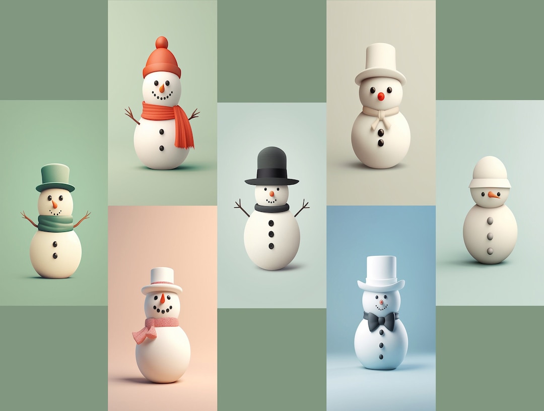 Snowman Digital Art Bundle - Christmas Digital Art - Christmas Wall Art ...