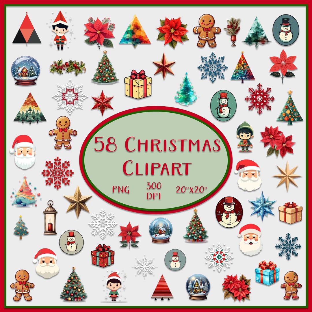 Christmas Clipart Decorations Bundle, Digital Download, Printable ...