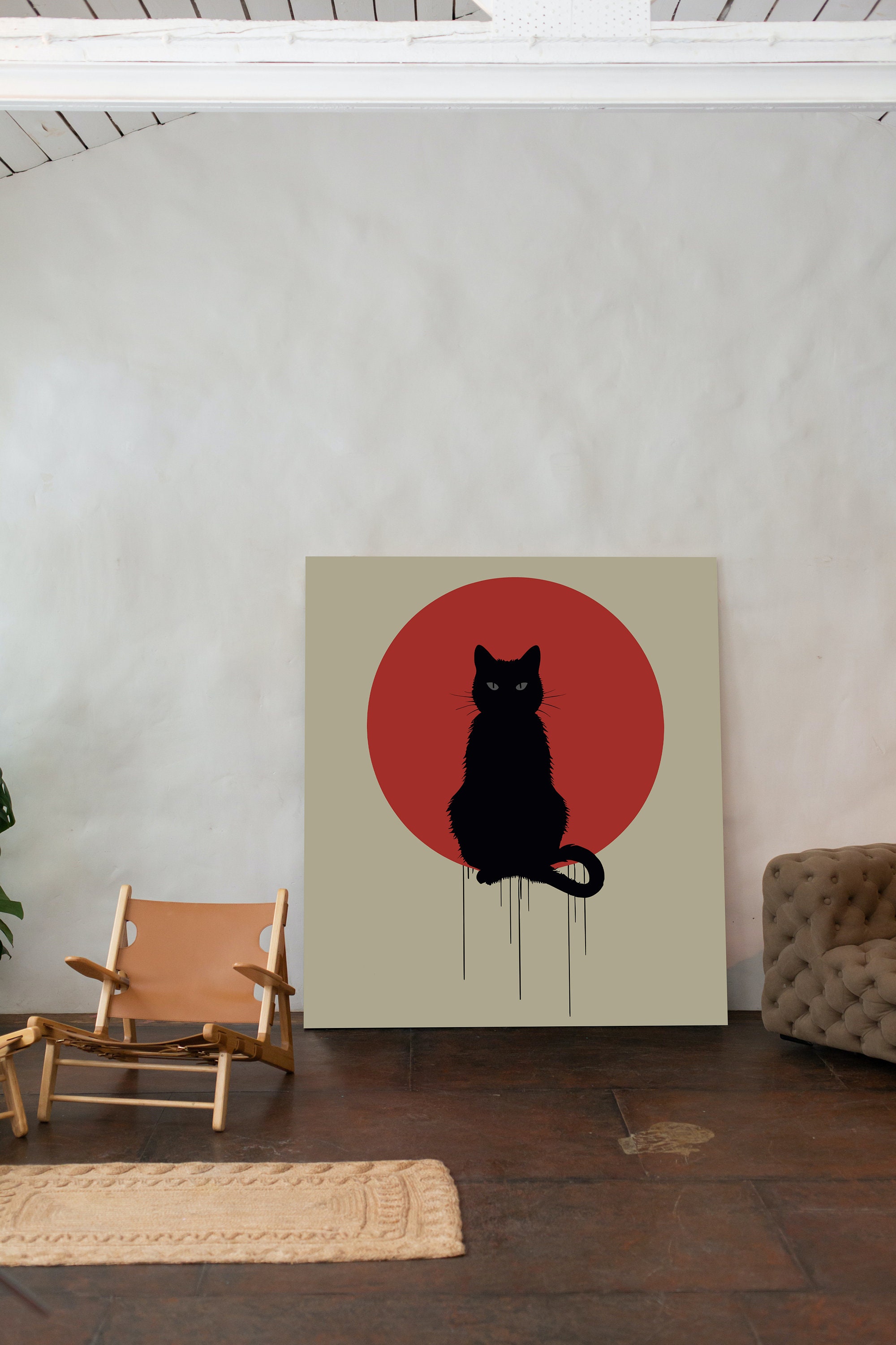 Cat Digital Art Cat Wall Art Printable Wall Art Minimalist Wall Art Cat ...