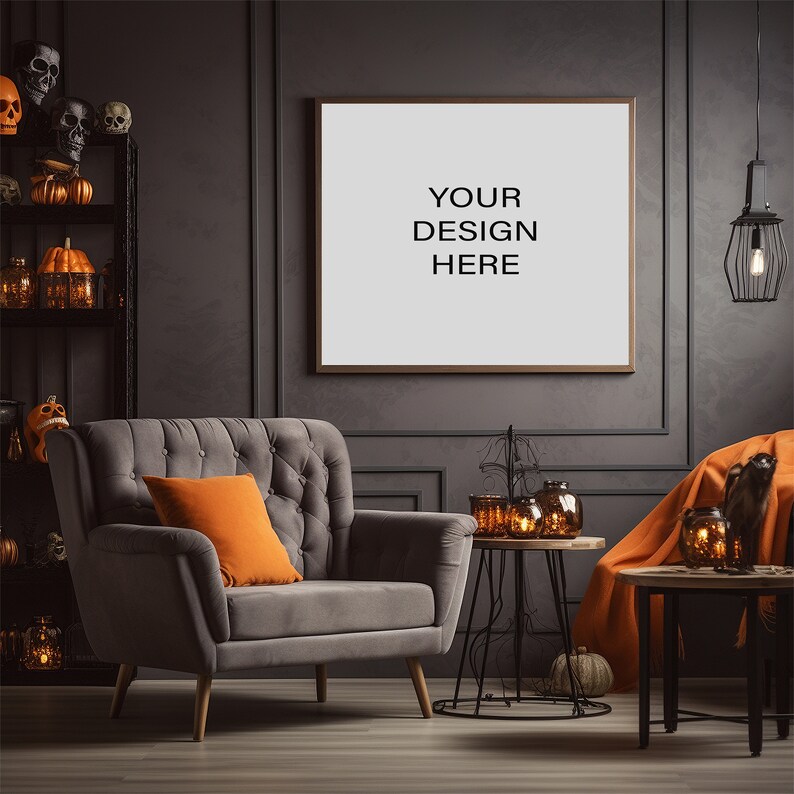 05 Halloween Mockups, Poster and Art Frame Mockup Bundle, Spooky Fall ...