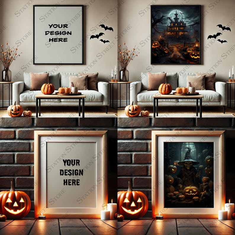 Halloween Mockups, Poster and Art Frame Mockup Bundle, Spooky Fall Mock ...