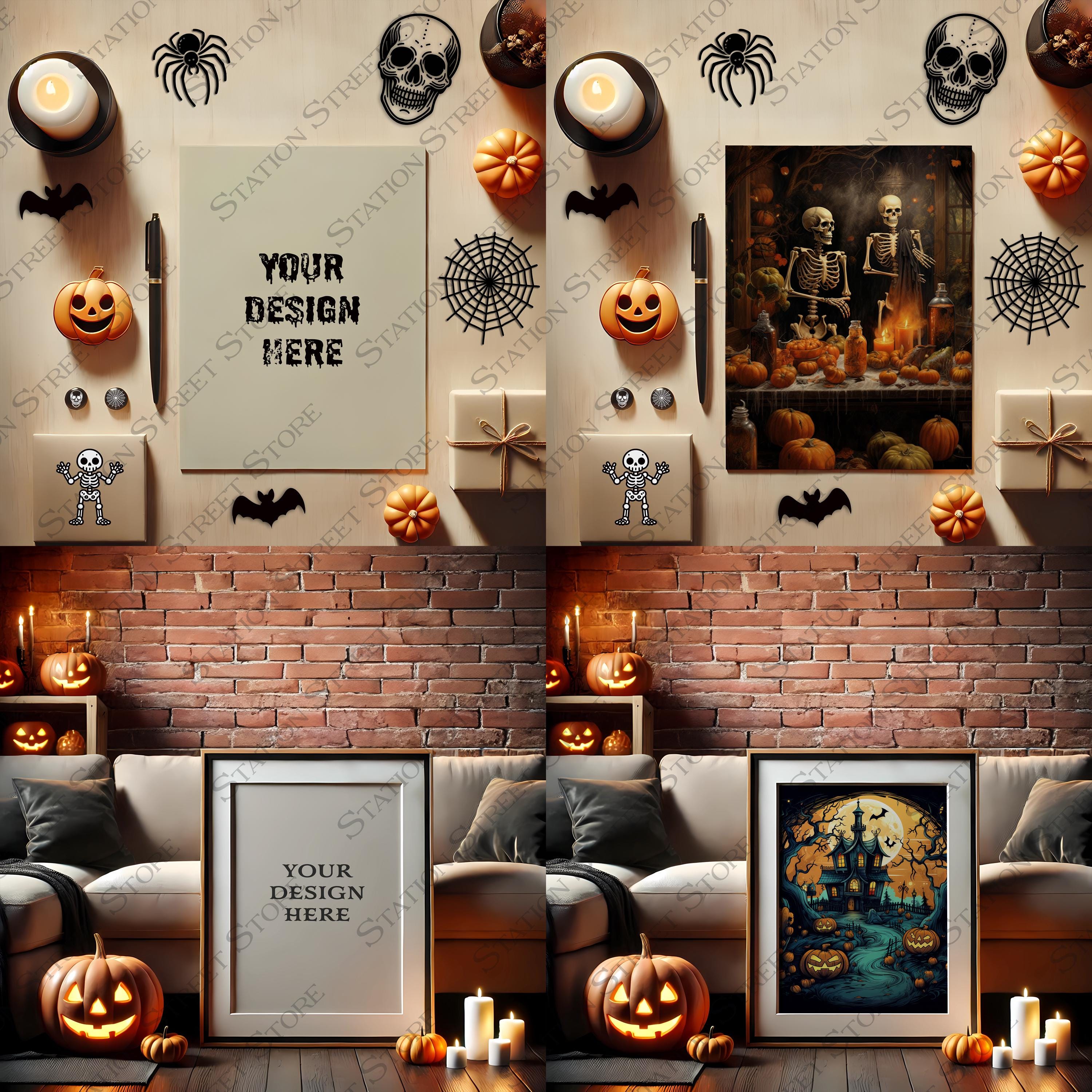 Halloween Mockups, Poster and Art Frame Mockup Bundle, Spooky Fall Mock ...
