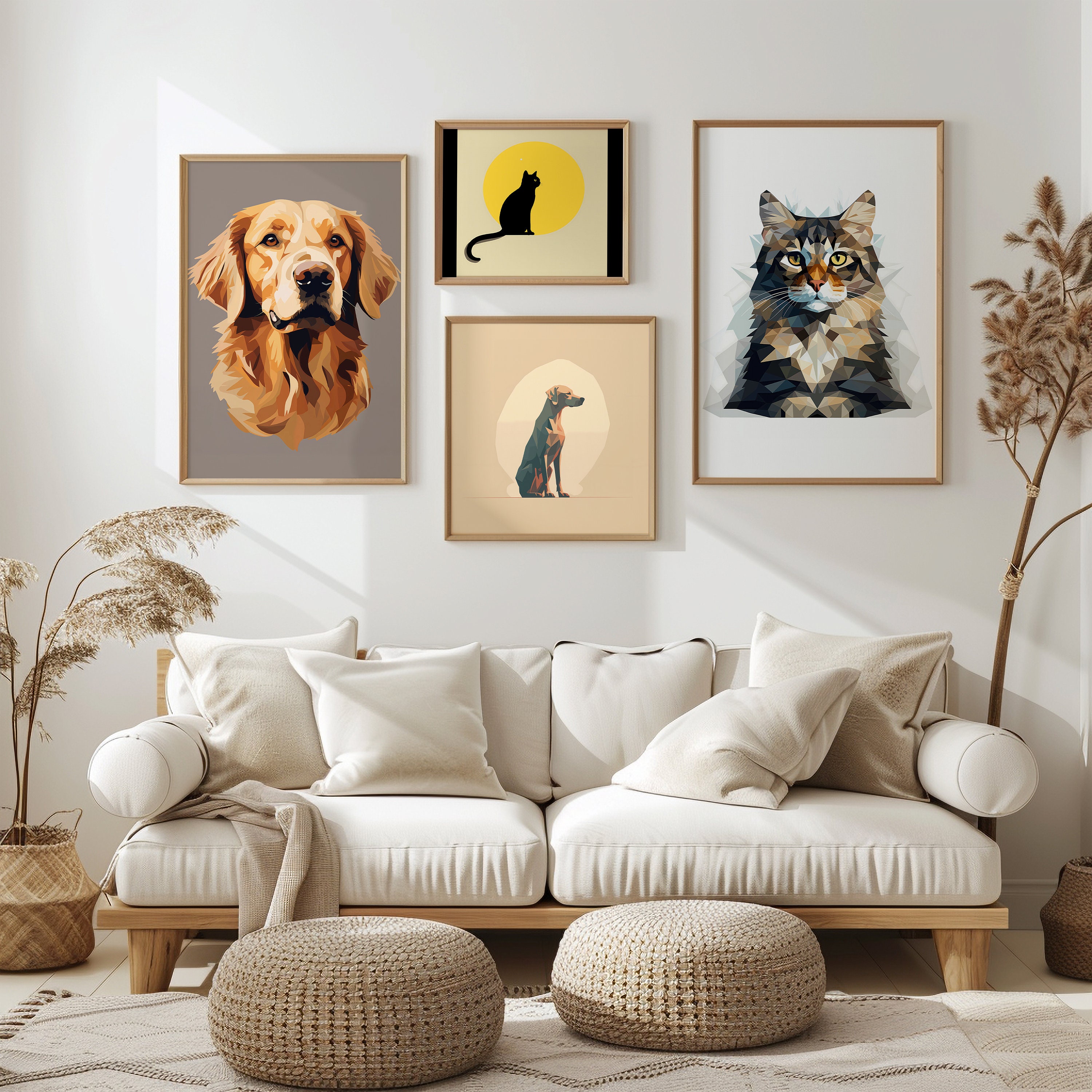 Cats and Dogs Digital Art Bundle - Printable Wall Art - Minimalist Wall ...