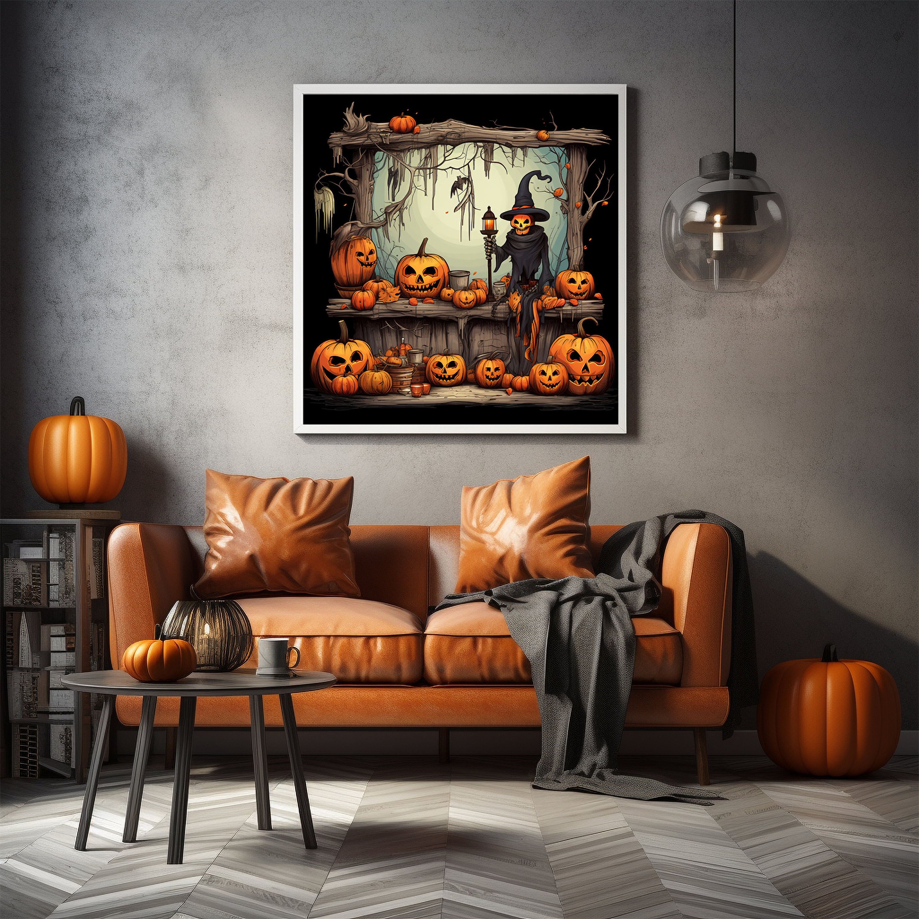 Halloween Scenes Set - Halloween Digital Art - Halloween Wall Art Set ...