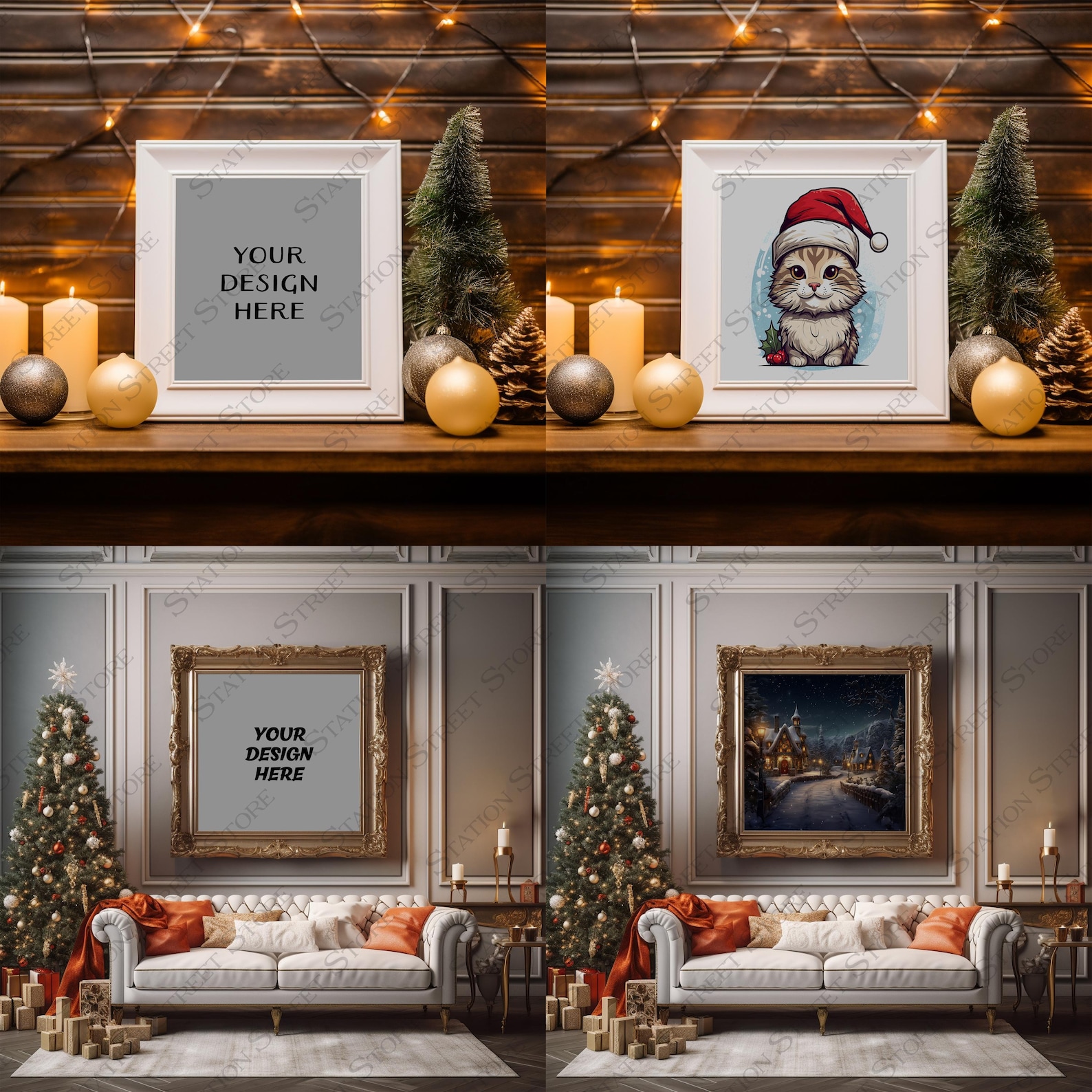 10 Christmas Mockups, Card and Art Frame Mockup Bundle, Holiday Mock up ...