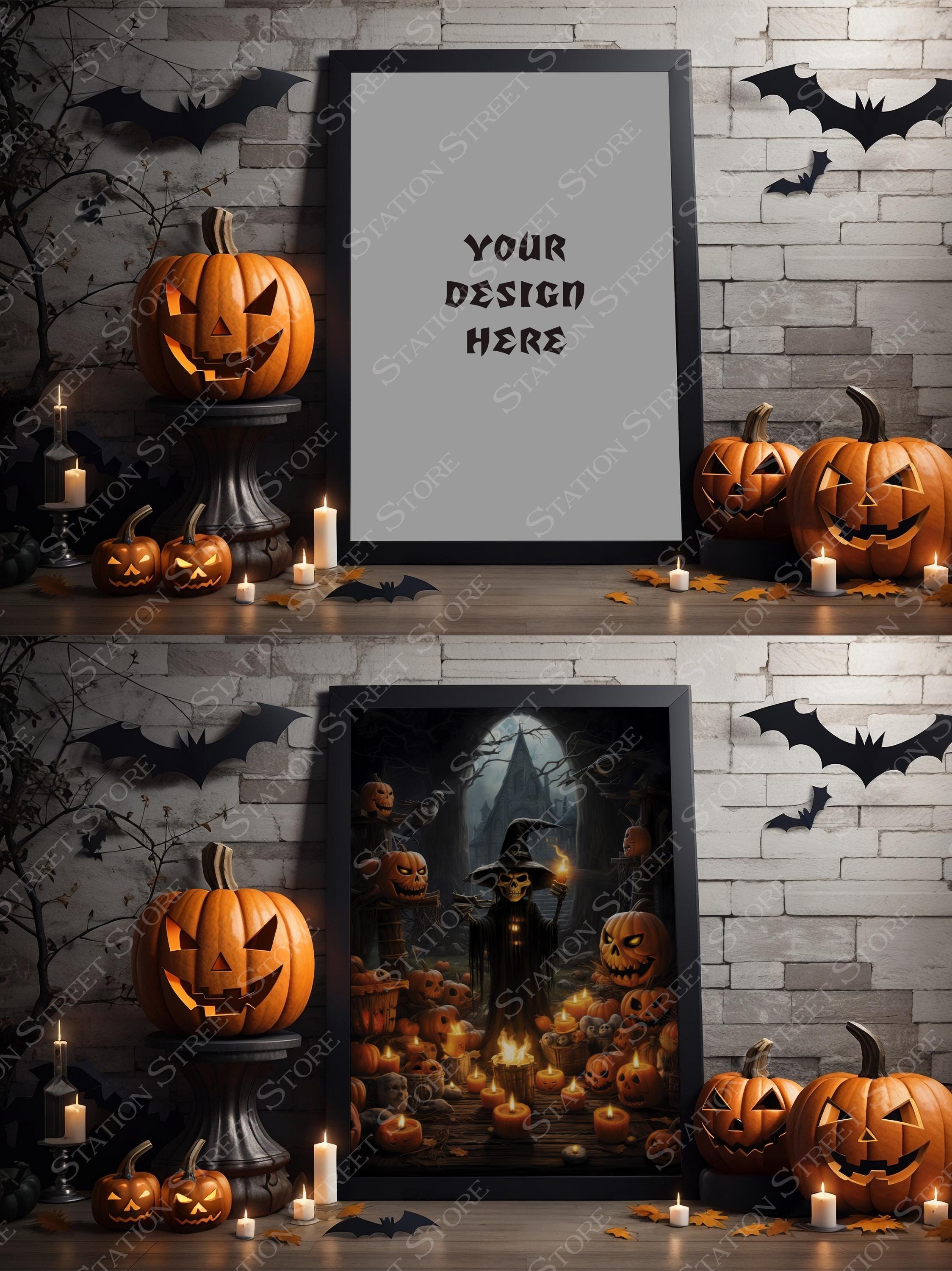 10 Halloween Mockups, Poster and Art Frame Mockup Bundle, Spooky Fall ...