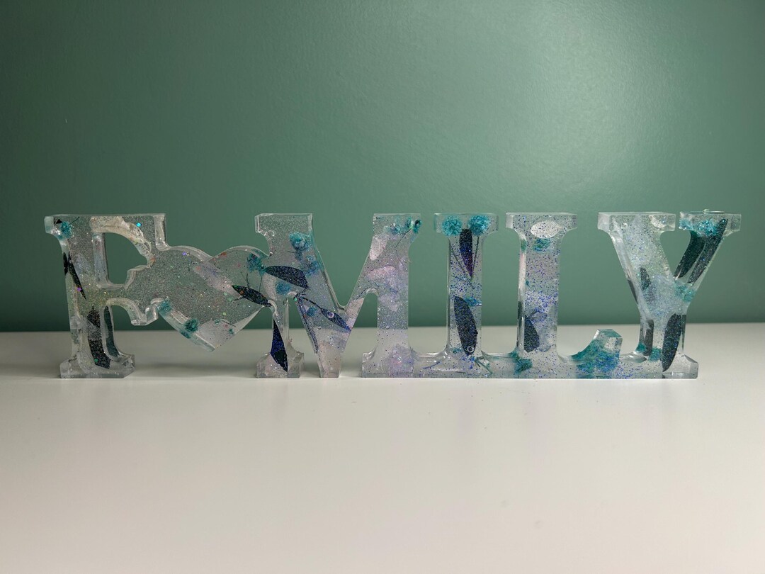 Handmade Resin Family Sign – Teal Blue Marble Epoxy Decor - Etsy