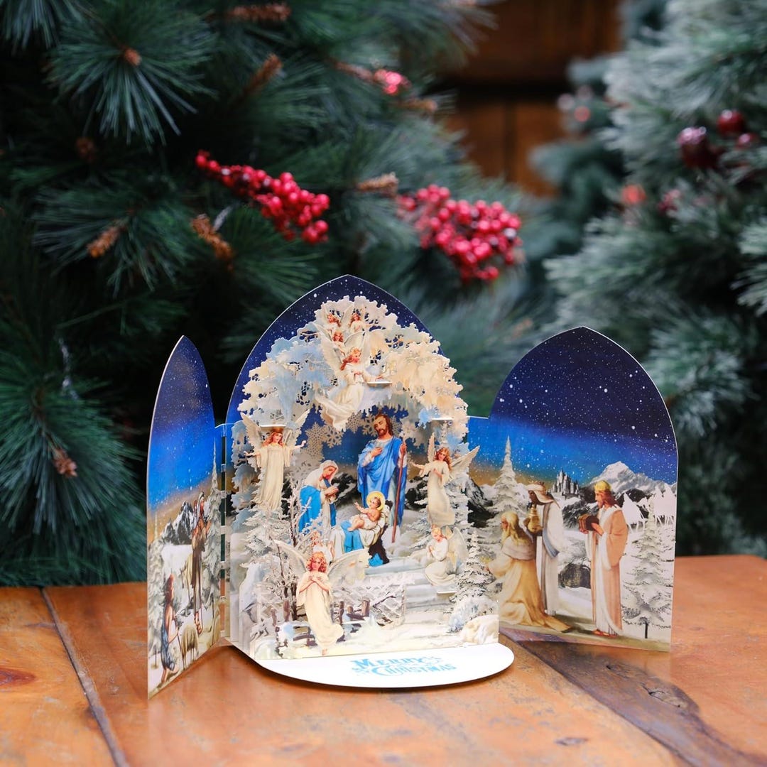 3D Nativity Scene Pop up Christmas Card: Religious Tri-fold Design - Etsy