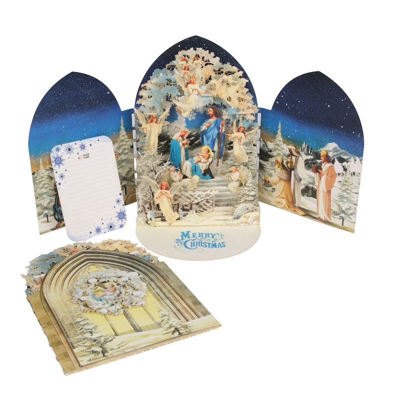 3D Nativity Scene Pop up Christmas Card: Religious Tri-fold Design - Etsy