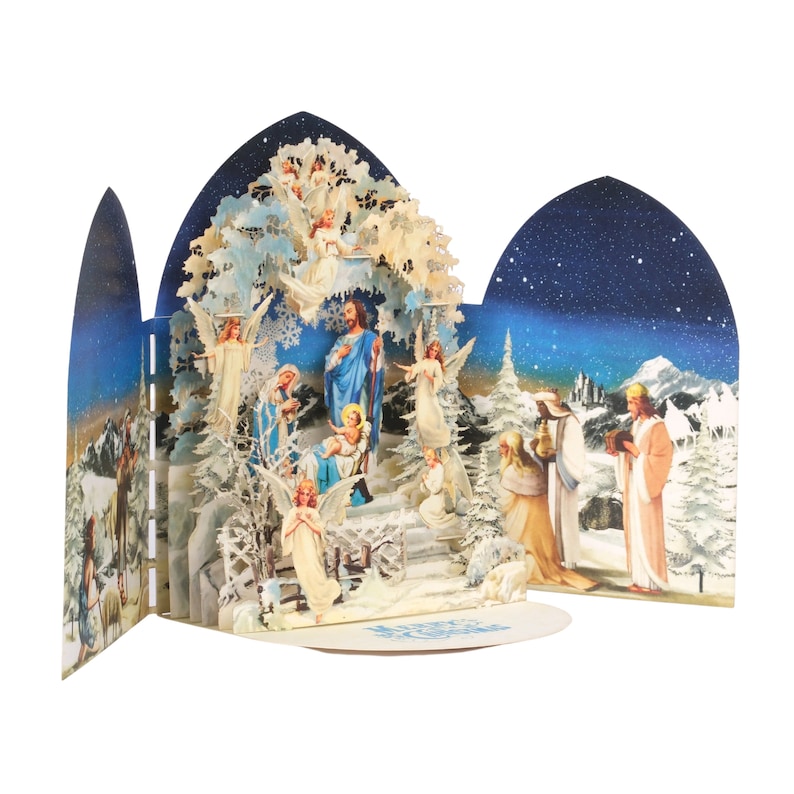 3D Nativity Scene Pop up Christmas Card: Religious Tri-fold Design - Etsy