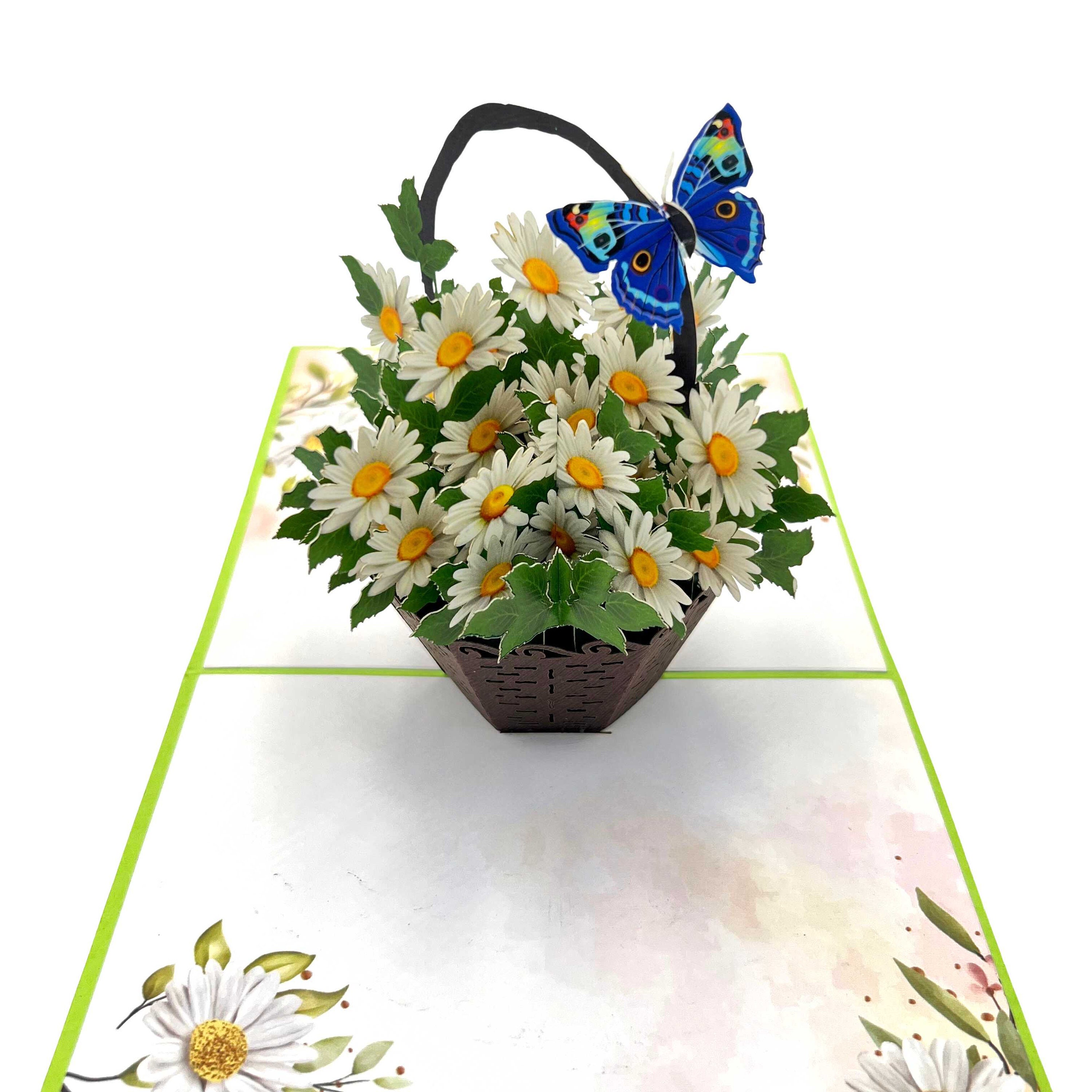 Pop up Flower Greeting Card Daisy Basket Card, Nature Card, Birthday ...