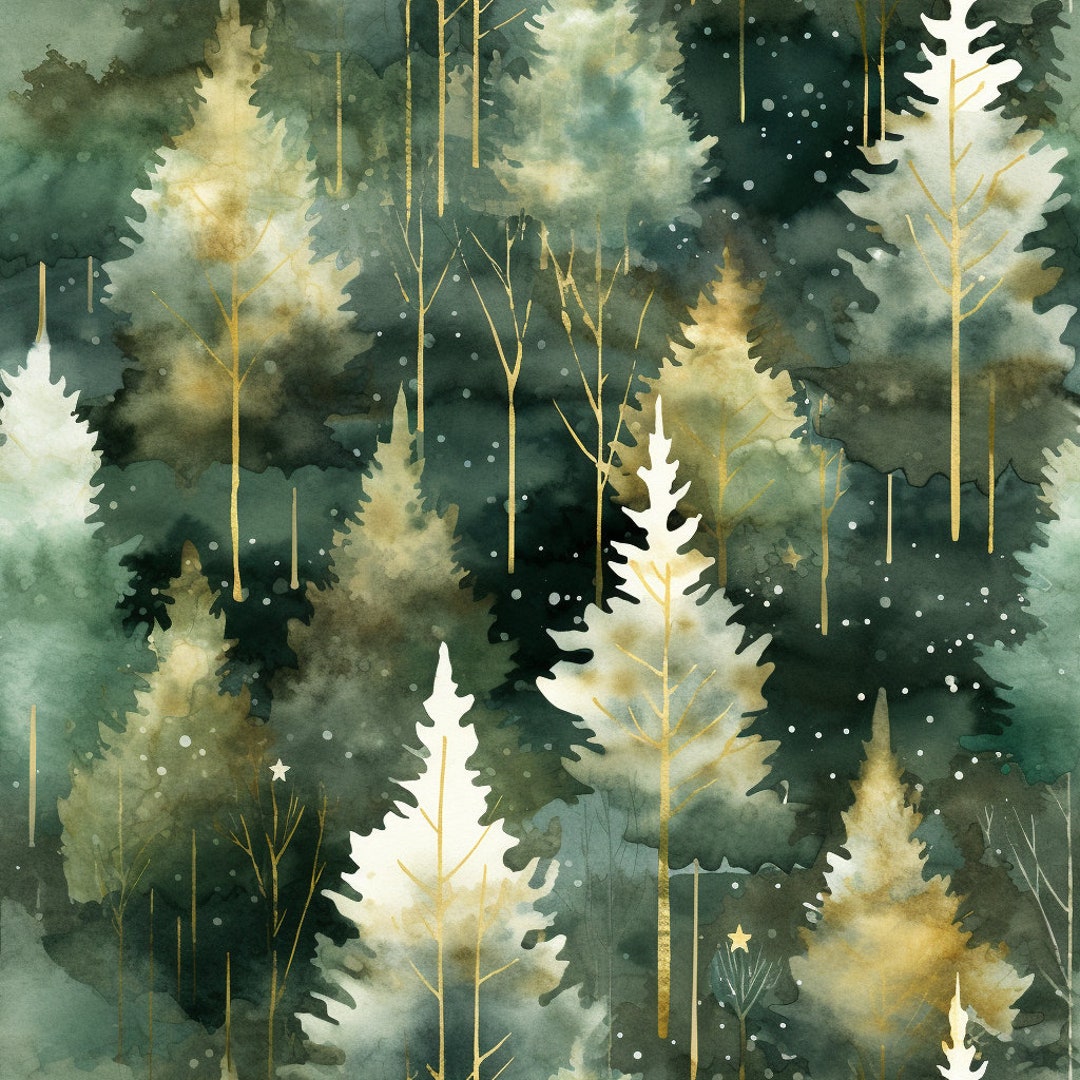 Watercolor Forest Digital Tiles - Etsy