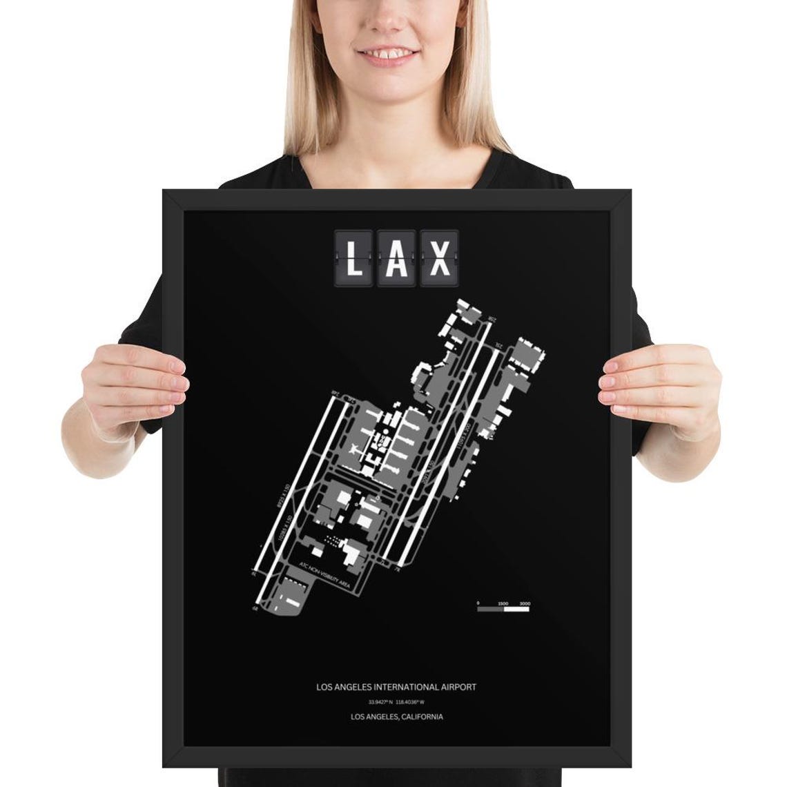 Minimalist LAX Airport Diagram Poster, Framed Poster, Aviation Gift ...