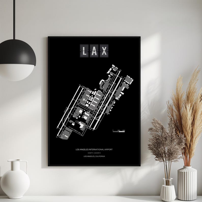Minimalist LAX Airport Diagram Poster, Framed Poster, Aviation Gift ...