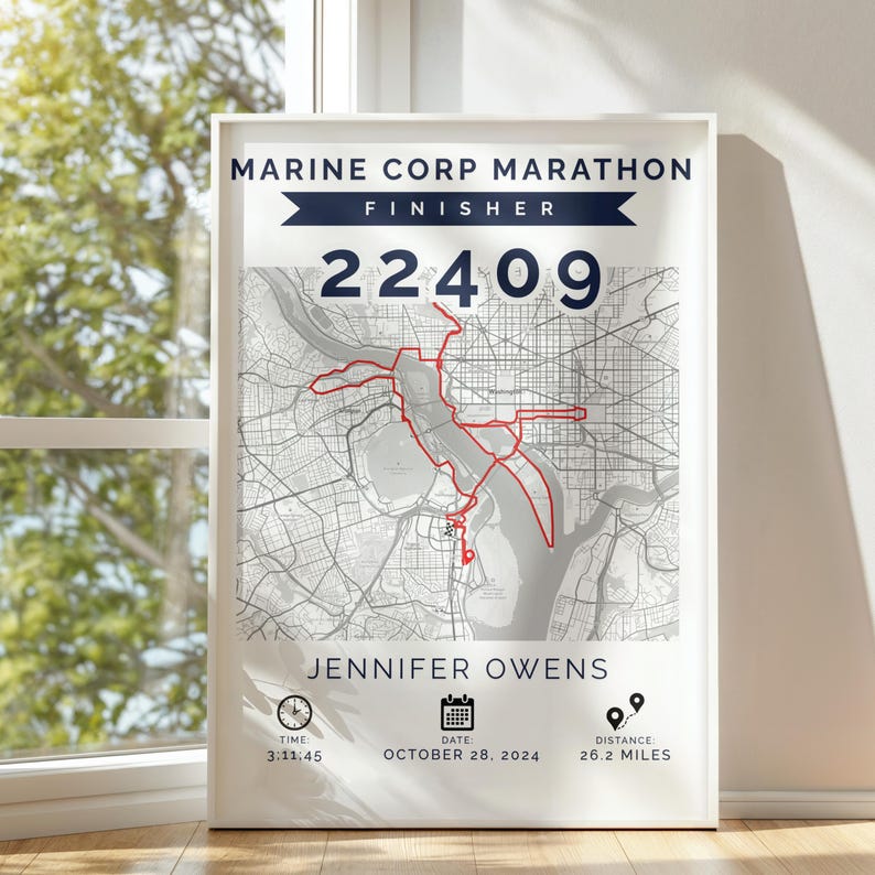 Personalized Marathon Map Print: Custom Race Route, Runner Gift - Etsy