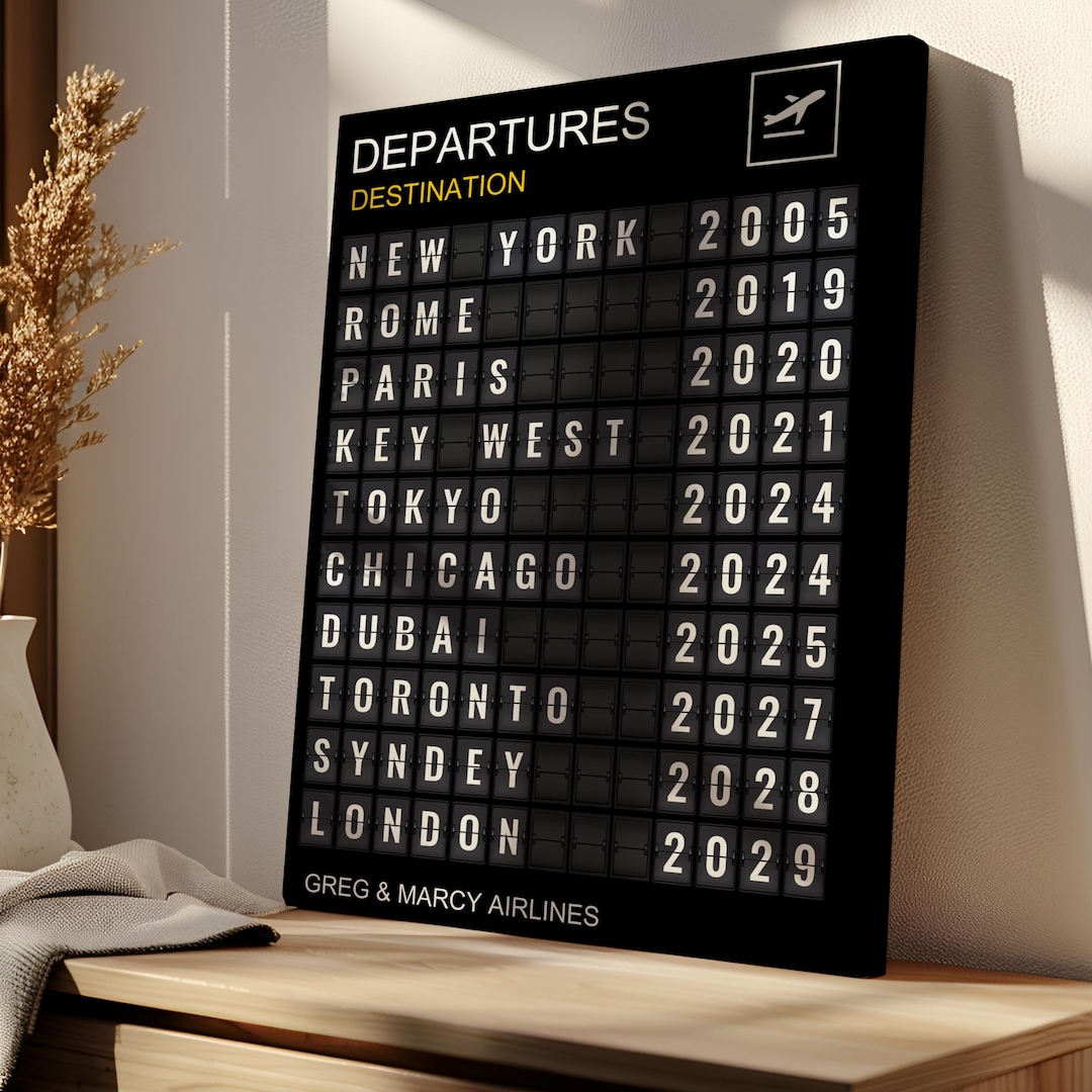 Personalized Departure Board, Custom Travel Poster, Airport Travel ...