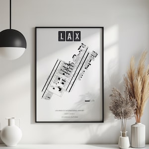 Minimalist LAX Airport Diagram Poster, Framed Poster, Aviation Gift ...