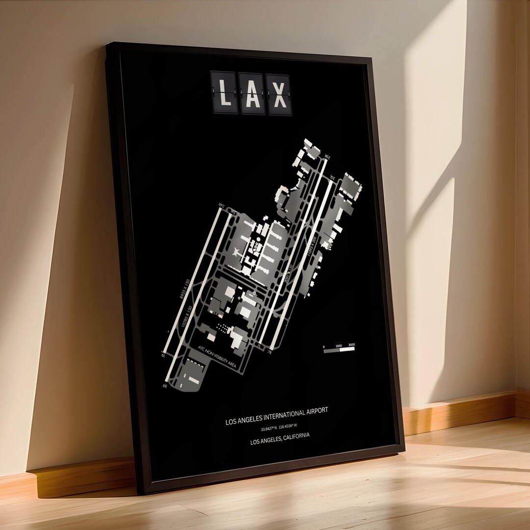 Minimalist LAX Airport Diagram Poster, Framed Poster, Aviation Gift ...