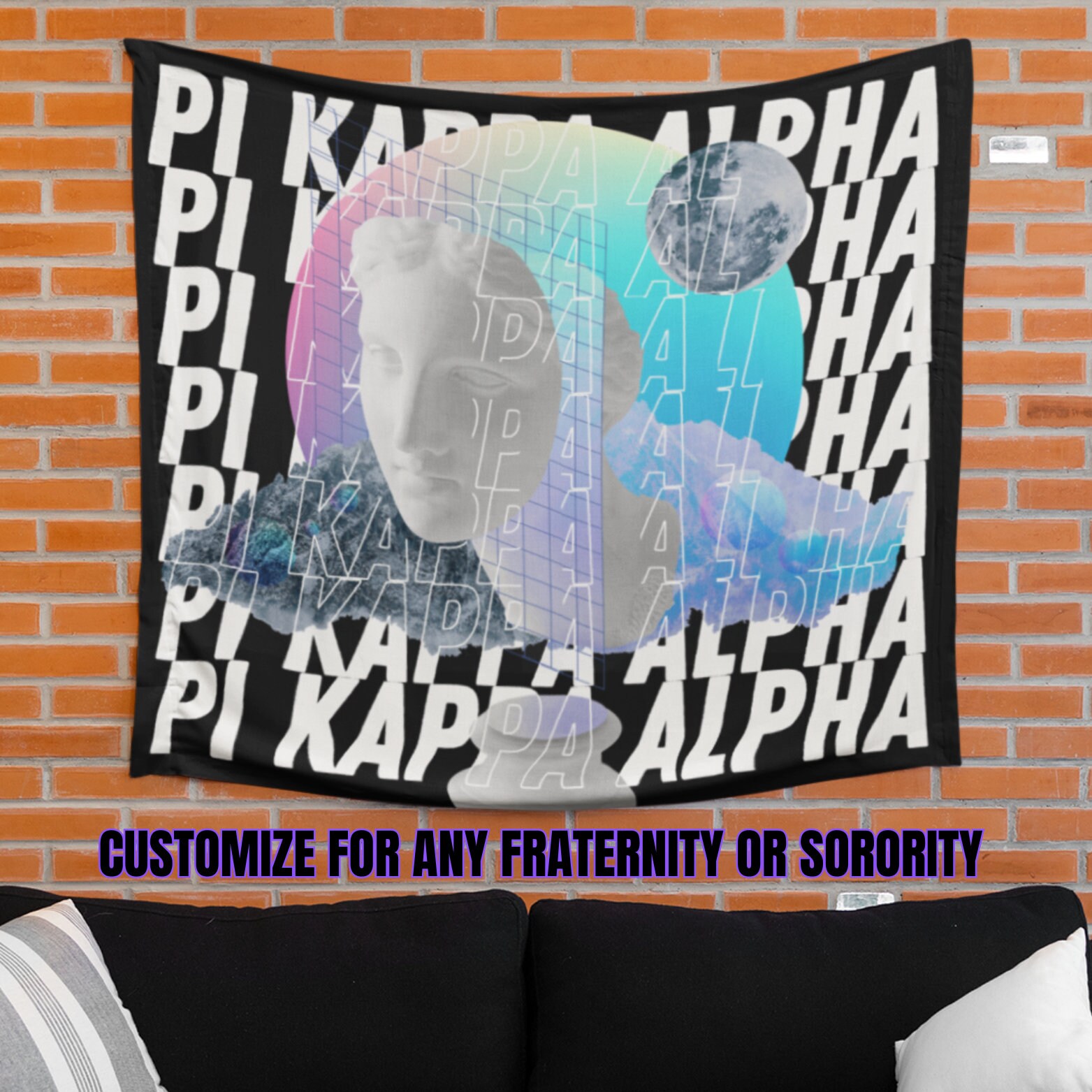 Custom Fraternity Tapestry Frat Banner Trippy Design Customized Frat ...
