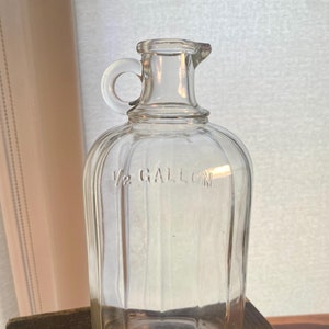Nice Old 1/2 Gallon Glass Jug With Beveled Sides, Spout, and Finger ...