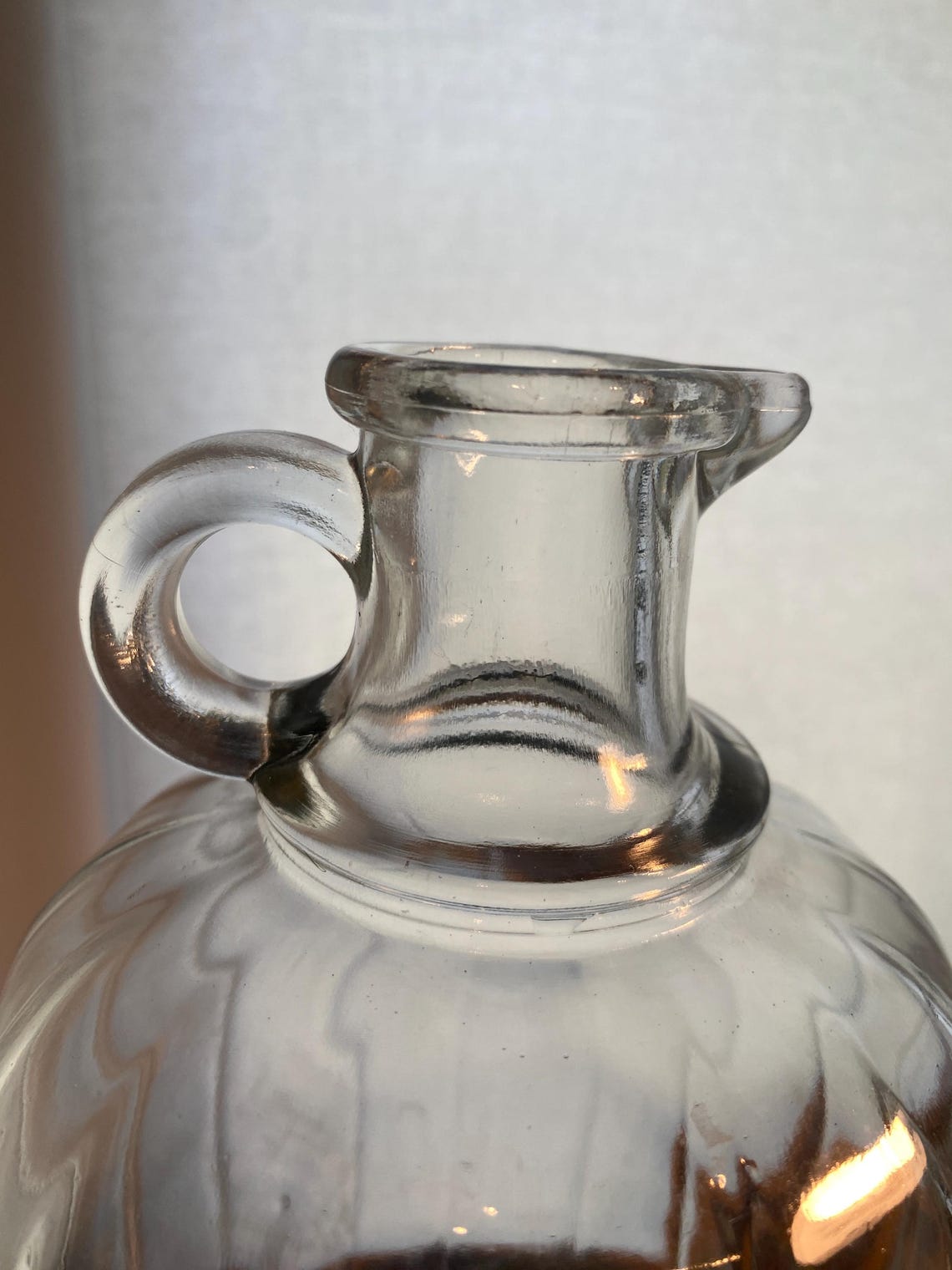 Nice Old 1/2 Gallon Glass Jug With Beveled Sides, Spout, and Finger ...