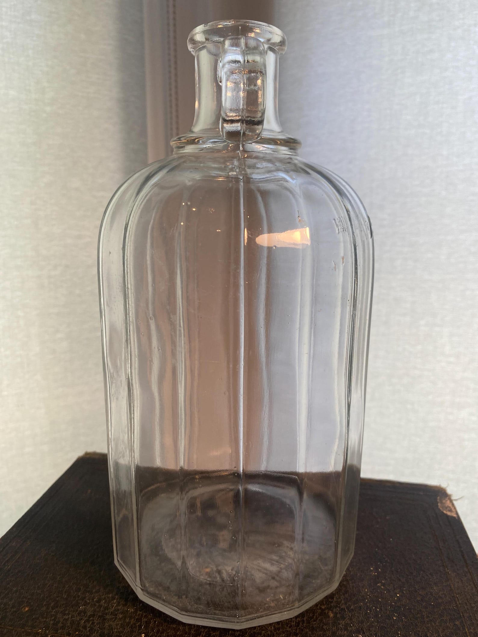 Nice Old 1/2 Gallon Glass Jug With Beveled Sides, Spout, and Finger ...